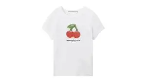 Alexander Wang Cherry Graphic Fitted Ringer Tee Shirt - White