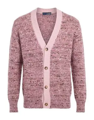 LARDINI Multicolor Wool, Alpaca Wool, And Silk Blend V-neck Cardigan - Pink