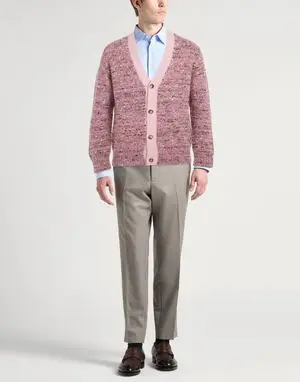 LARDINI Multicolor Wool, Alpaca Wool, And Silk Blend V-neck Cardigan - Pink