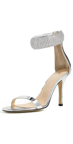 Mach & Mach She's A Lady Zircon Gioello Leather Sandals - Silver