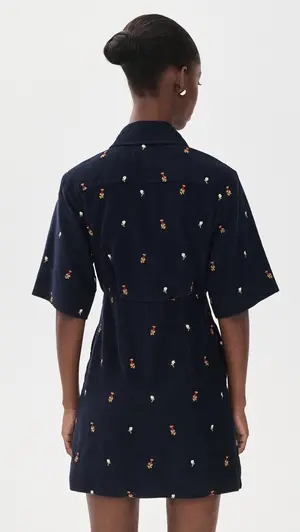 Sea Tilly Embroidered Cord Button Down Dress