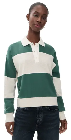 Z Supply Study Break Polo Sweatshirt - Feather Grey