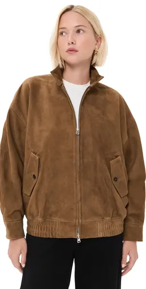 AGOLDE Blair Goatskin Suede Jacket - Pecan