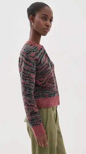 3.1 Phillip Lim Tiger Print Crew Neck Cardigan