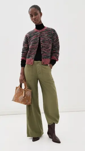 3.1 Phillip Lim Tiger Print Crew Neck Cardigan