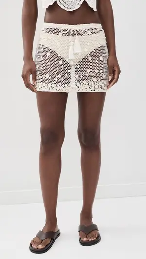 NEVER FULLY DRESSED Shell Embellished Coverup Skirt