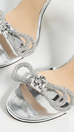 Mach & Mach Double Bow Mirror Leather Sandals