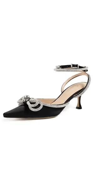 Mach & Mach Double Bow Satin Pumps - Black