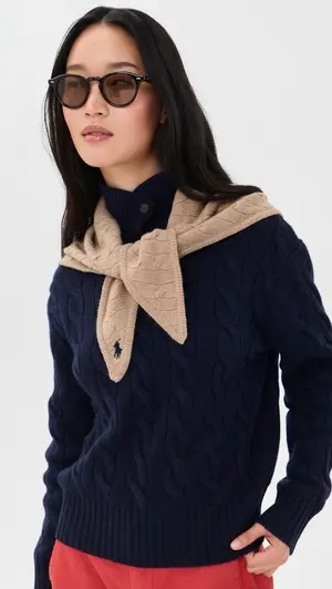 Polo Ralph Lauren Cable Triangle Scarf - Camel