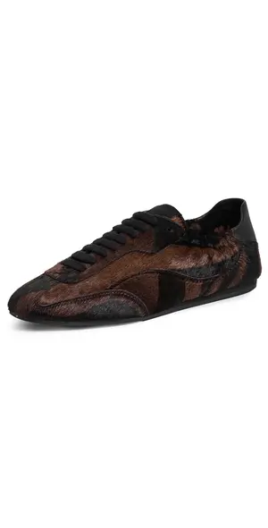 Simkhai Georgie Elasticized Fur Sneakers - Cacao Multi