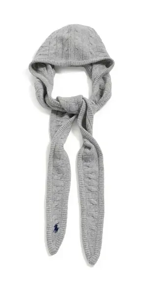 Polo Ralph Lauren Cable Knit Cashmere Blend Hoodie Wrap - Grey