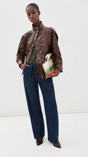 3.1 Phillip Lim Faux Textured Leather Bomber Jacket