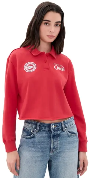 Junk Food Chiefs Polo Crop Fleece Sweatshirt - Licorice