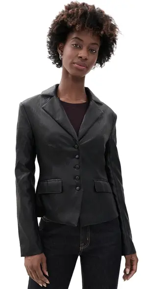 Joe's Jeans The Fitted Faux Leather Blazer - Black