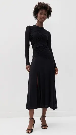 WAYF Selene Ruched Long Sleeve Dress
