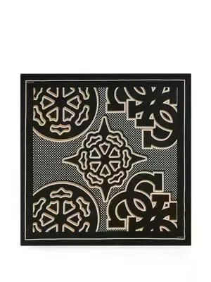 Guess 4g Peony Logo-print Polka-dot Scarf - Black
