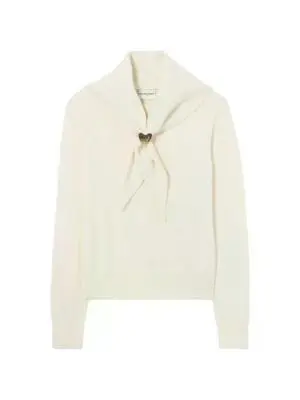 Claudie Pierlot Knit Jumper With Removable Scarf - Neutrals