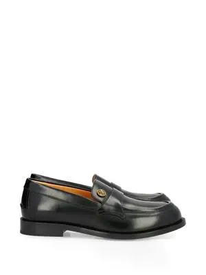 Versace Manu Leather Loafers - Black