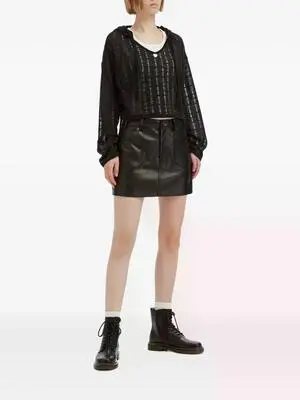 Izzue Layered-design Pointelle Hoodie - Black