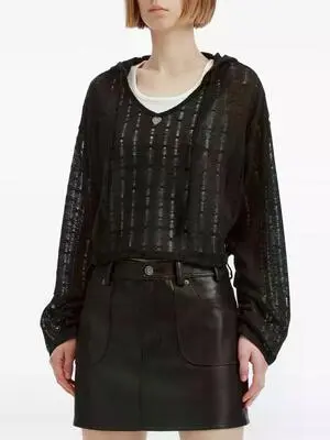 Izzue Layered-design Pointelle Hoodie