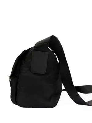 Prada 2013-2026 Saffiano Trimmed Tessuto Zip Double Buckle Messenger Bag Crossbody Bag - Black