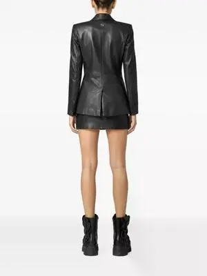 Philipp Plein Leather Mini Skirt With Rose Detail