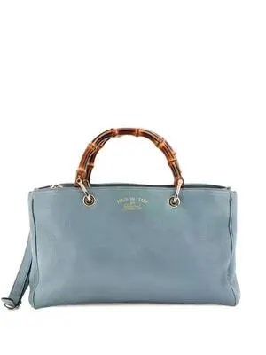 Gucci Bamboo Shopper Leather Medium Tote Bag - Blue