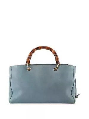 Gucci Bamboo Shopper Leather Medium Tote Bag - Blue