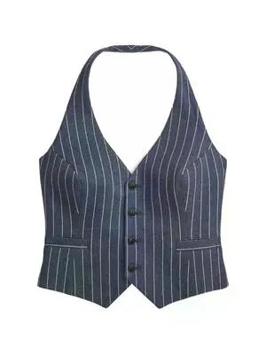 Ralph Lauren Pinstripe-pattern Halterneck Top