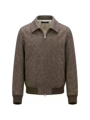 MONTECORE Herringbone-pattern Zip-up Jacket - Brown