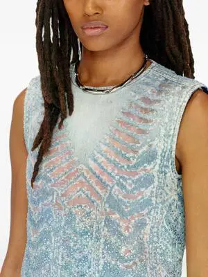 DIESEL® Mini Dress In Microstone Devoré Denim