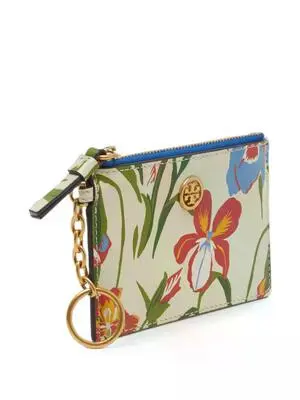 Tory Burch Floral-print Leather Card Case