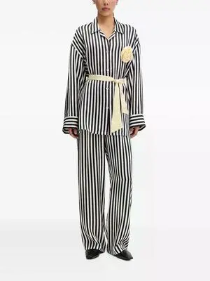 Sleeper The Rose Striped Floral-detail Pajamas - Black