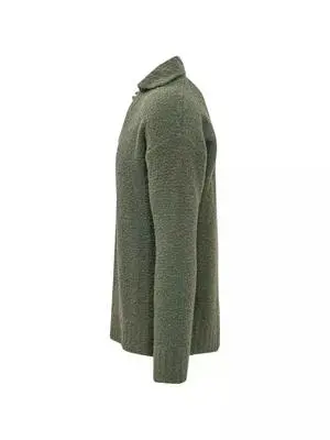 LANEUS Bouclé-knit Polo-collar Sweater - Green