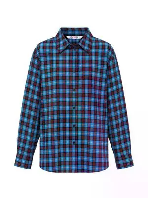 ORDINARY COUTURE CODE Check-pattern Pleated Shirt