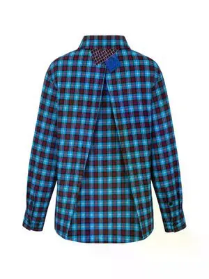 ORDINARY COUTURE CODE Check-pattern Pleated Shirt