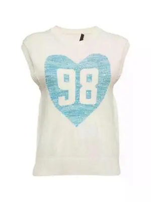 Maje Sequinned Heart Sleeveless Sweater