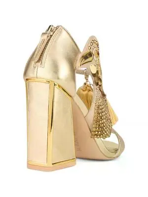 KAT MACONIE Aya Embellished Tassel Sandals - Gold