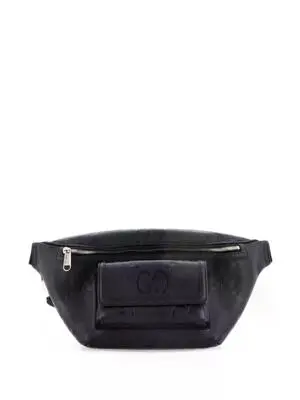 Gucci Front Pocket Jumbo Gg Embossed Leather Belt Bag - Black