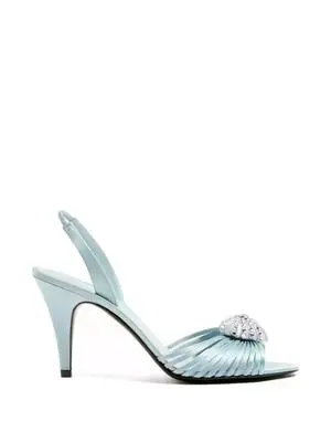 Valentino Garavani Coeur Royal Satin 85mm Sandals - Blue