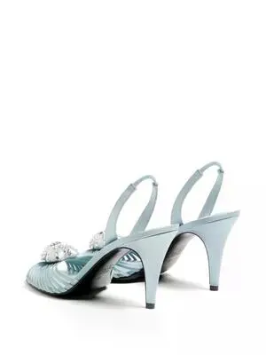 Valentino Garavani Coeur Royal Satin 85mm Sandals - Blue