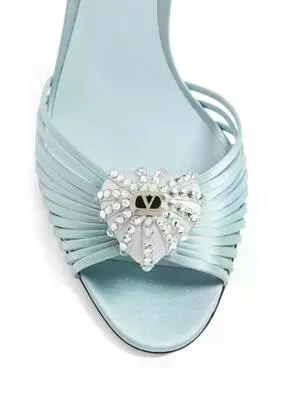 Valentino Garavani Coeur Royal Satin 85mm Sandals - Blue