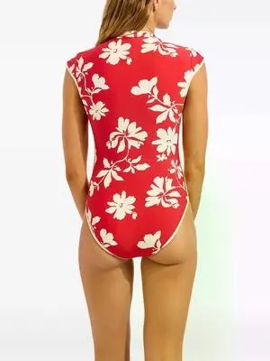 Seafolly Floral-print Cap-sleeve Swimsuit