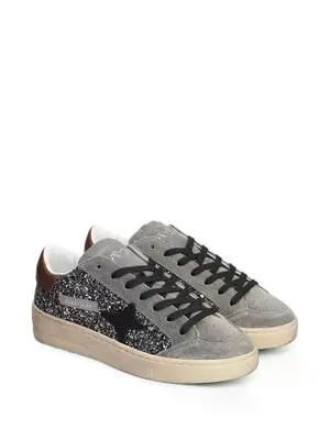 AMA-BRAND Glitter-embellished Star-patch Sneakers - Grey
