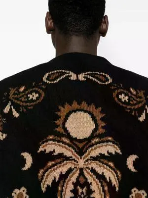 Alanui Palm-intarsia Knitted Cardigan