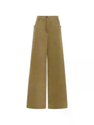 Max Mara Coated Cotton Bull Denim Trousers Kaki
