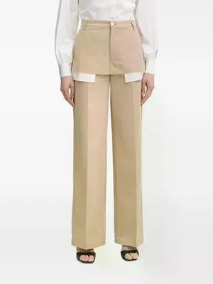 SILVIAN HEACH Layered-detail Straight-leg Trousers - Neutrals