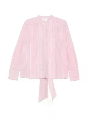 MAISON123 Striped Pussy-bow Blouse - Pink