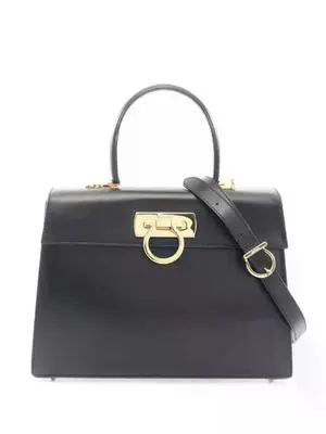 FERRAGAMO 2010s Gancini Satchel Bag - Black
