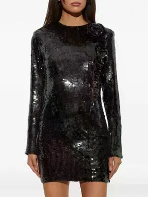 ROTATE BY BIRGER CHRISTENSEN Sequin-embellished Floral-appliqué Dress